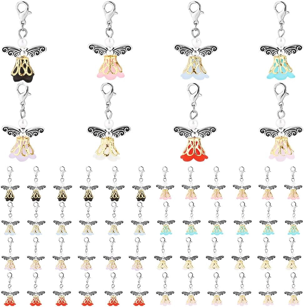 DIY 64pcs Angel Wing Charm Guardian Angel Pendant Fairy Dangle Charms ...