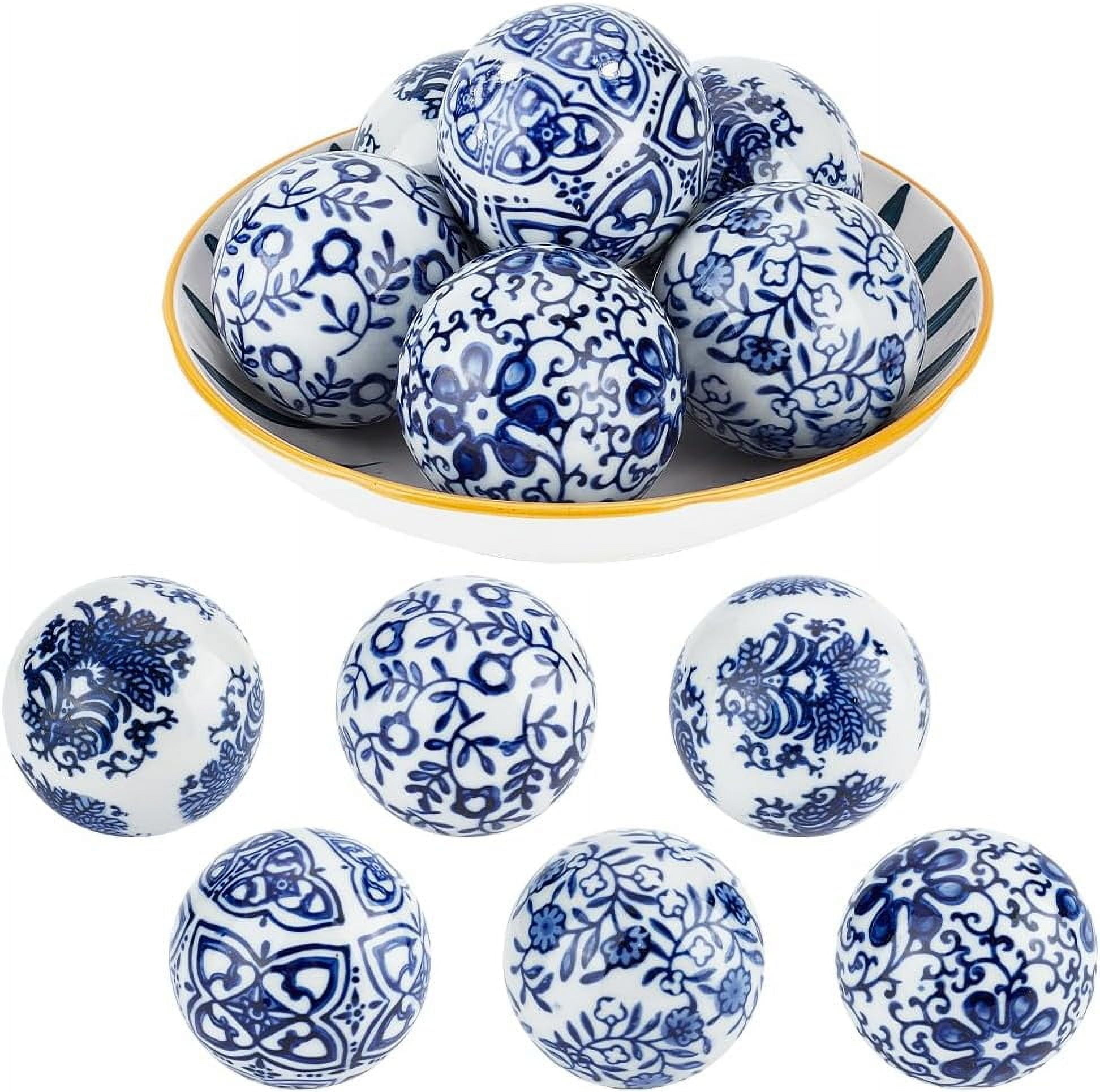 DIY 6Pcs Blue and White Porcelain Balls Handmade Porcelain Beads 2.4 ...