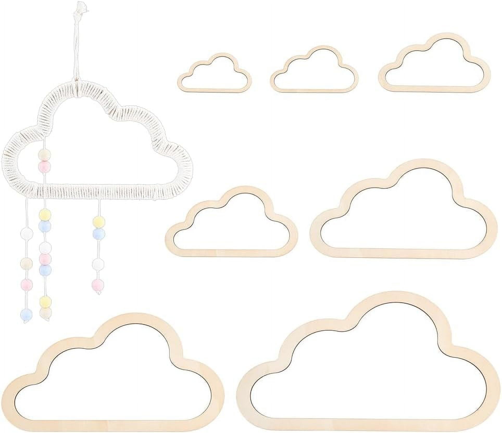 DIY 7 Sizes Wooden Cloud Outline Cloud Macrame Frame Wood Hoop Rings ...