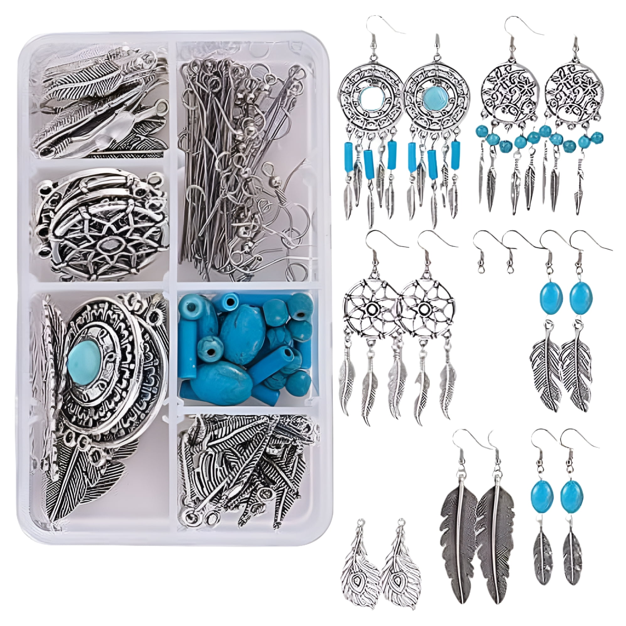 DIY 8 Pairs Bohemian Feather Dream Catcher Earring Making Starter Kit ...