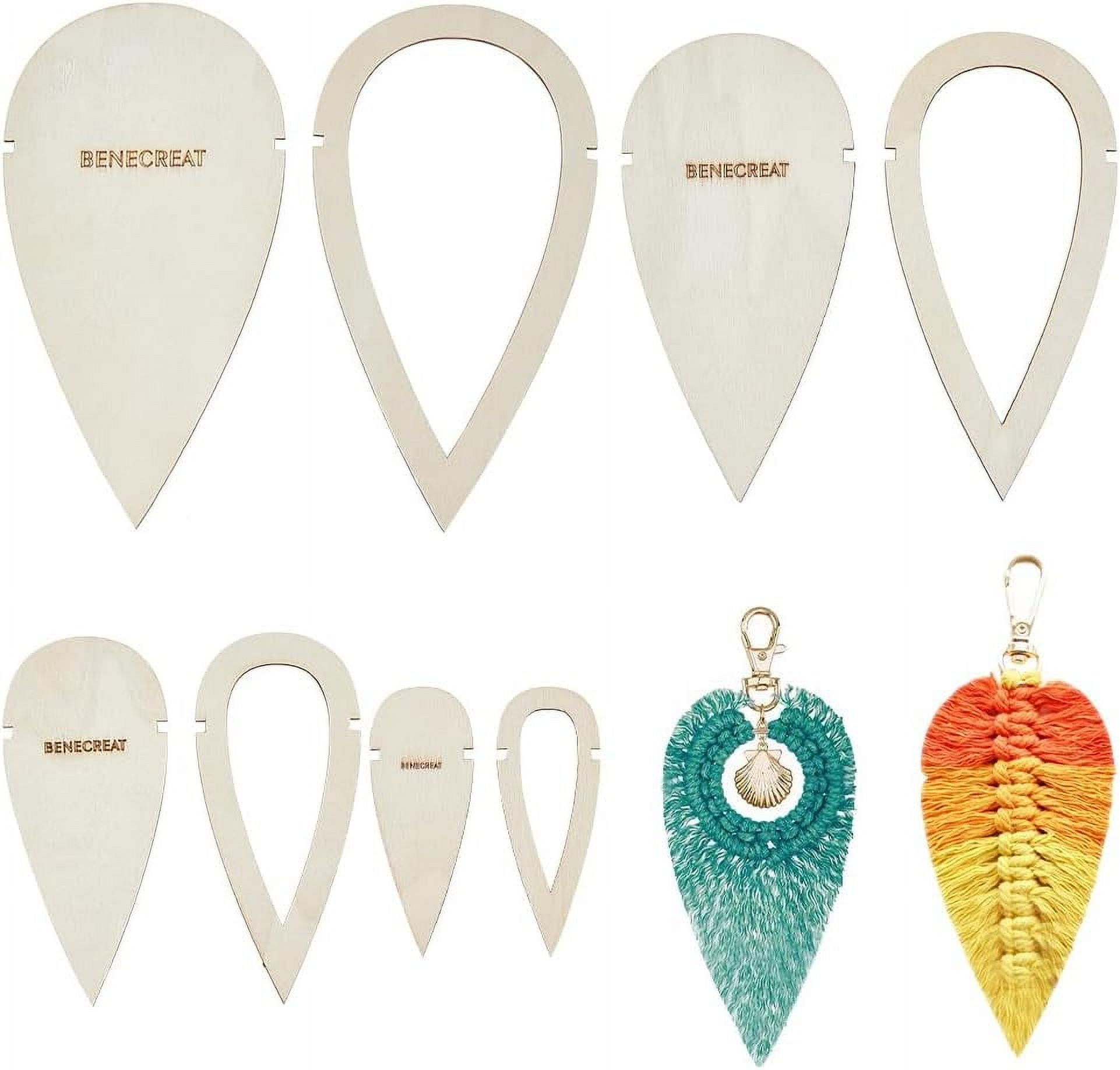 DIY 8 Pcs Wood Macrame Cutting Template Teardrop and Feather Macrame ...