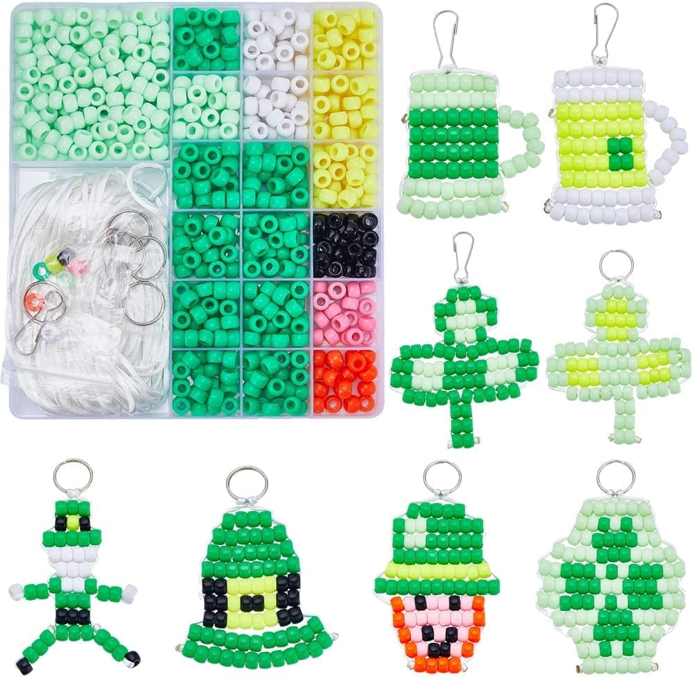 DIY 8 Sets Pony Beads Kit Bead Craft Kit Bead Pets Keychain 8mm St ...