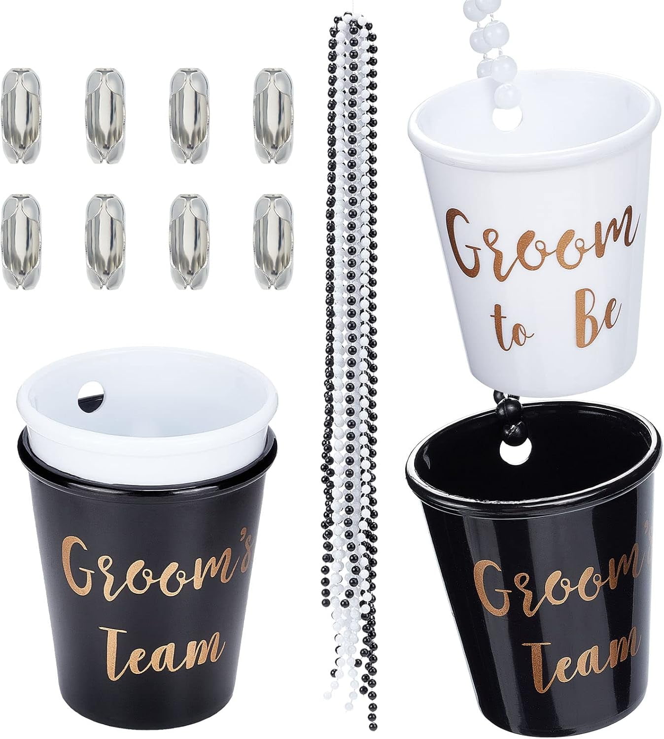 DIY 8 Sets Shot Necklace Glass Black and White Groom Team/Groom to Be ...