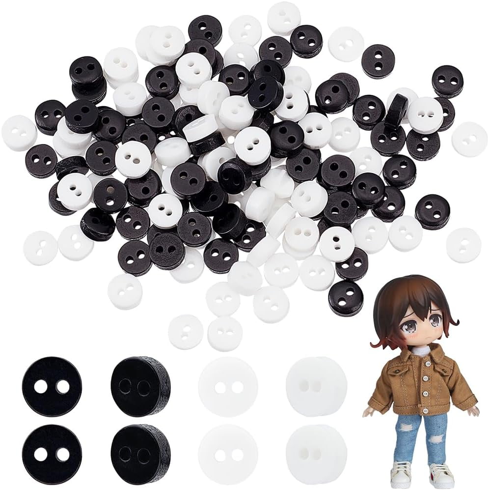 DIY 800Pcs 6mm Mini Resin Buttons Black & White Resin Micro Buttons ...