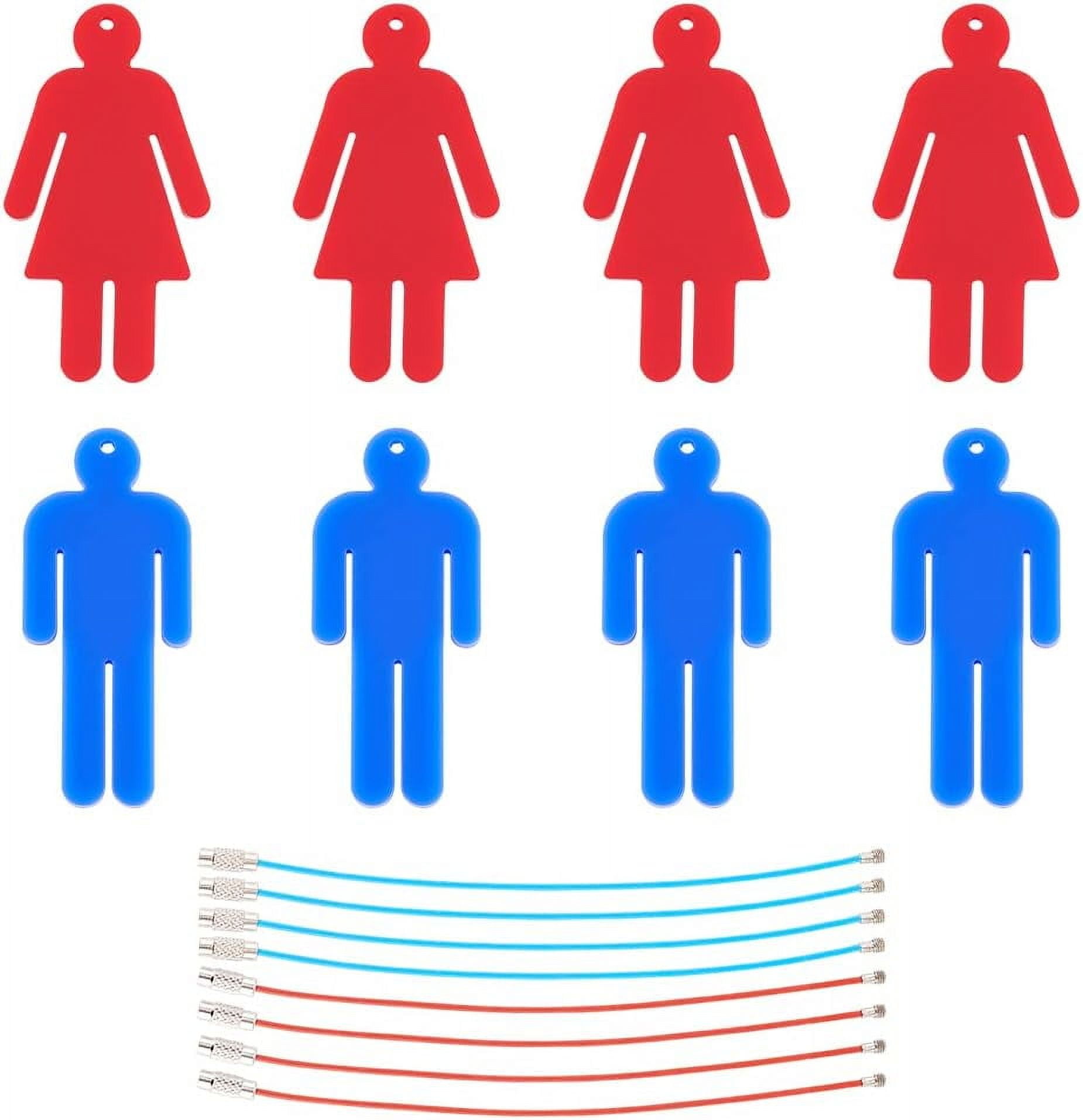 DIY 8PCS Men Women Acrylic Restroom Pass Keychain with 8 PCS Wire Rings ...