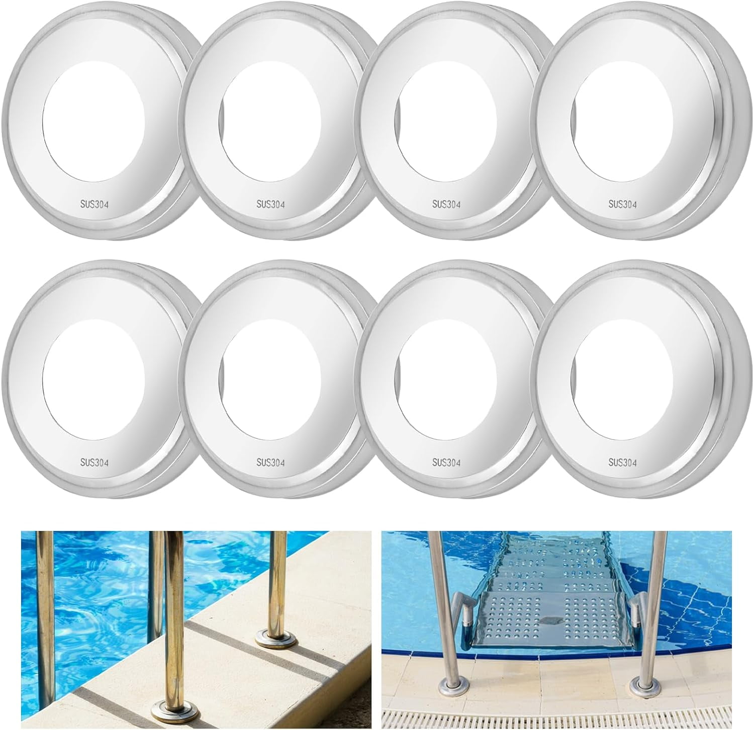DIY 8PCS Pool Ladder Escutcheon Stainless Steel Escutcheons Plates Pool ...