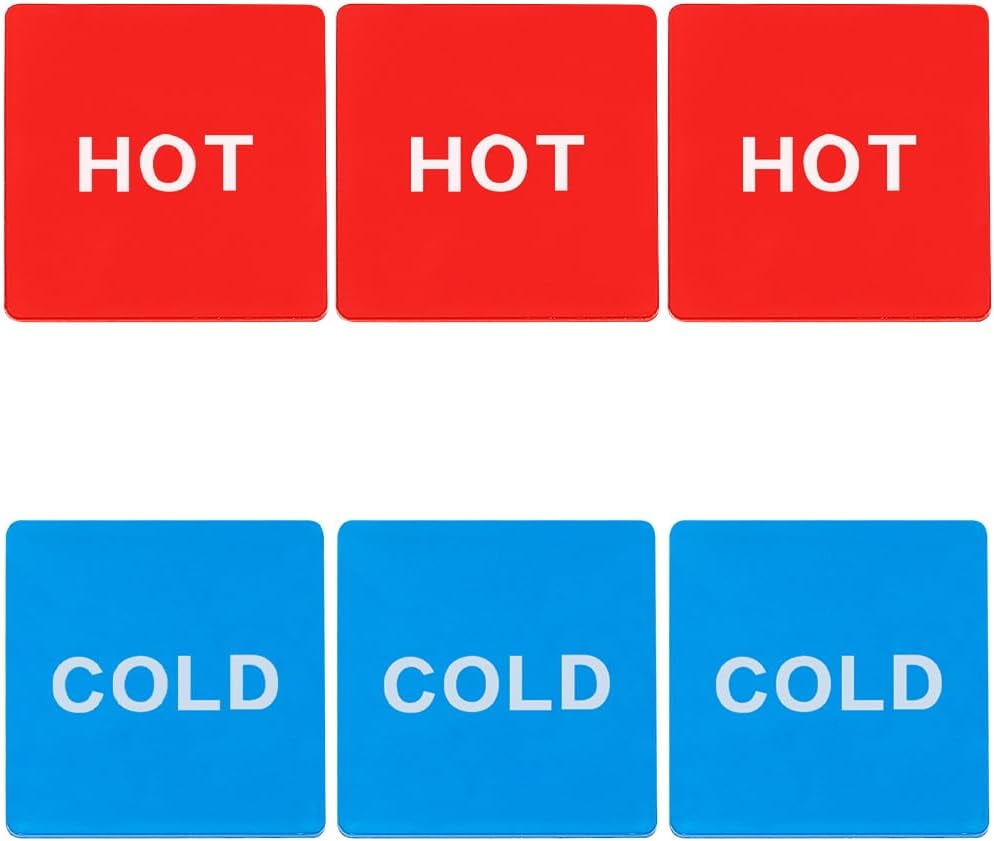 DIY 8Pcs 2 Colors Hot Cold Water Label Square Self Adhesive Bathroom ...