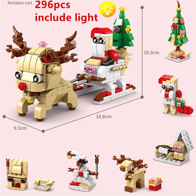 DIY 8in1 Lights Christmas Elk Deer Santa Claus Train Architecture Store ...