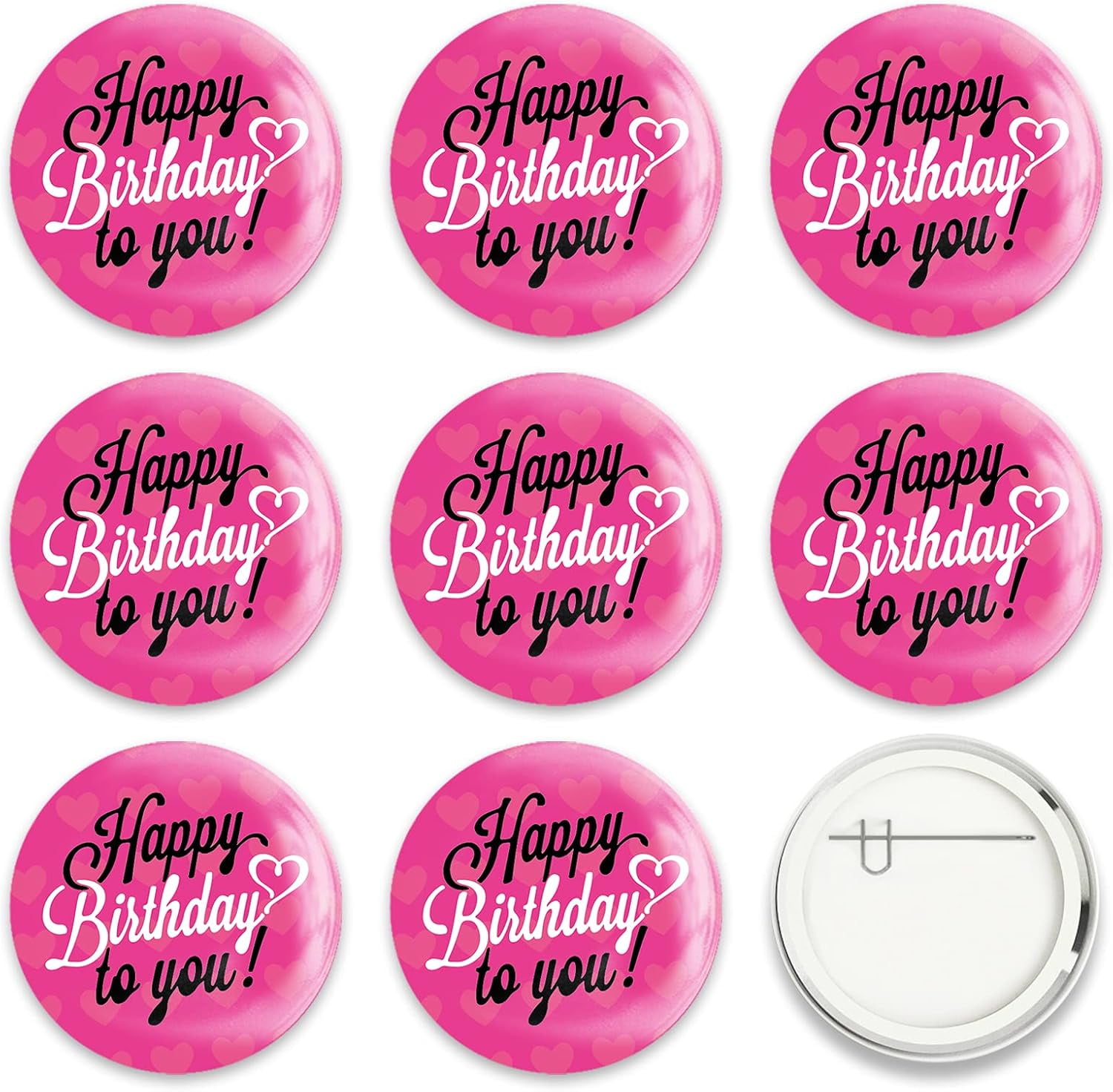 DIY 9 Pcs Happy Birthday Button Pins Happy Birthday to You Buttons Pink ...