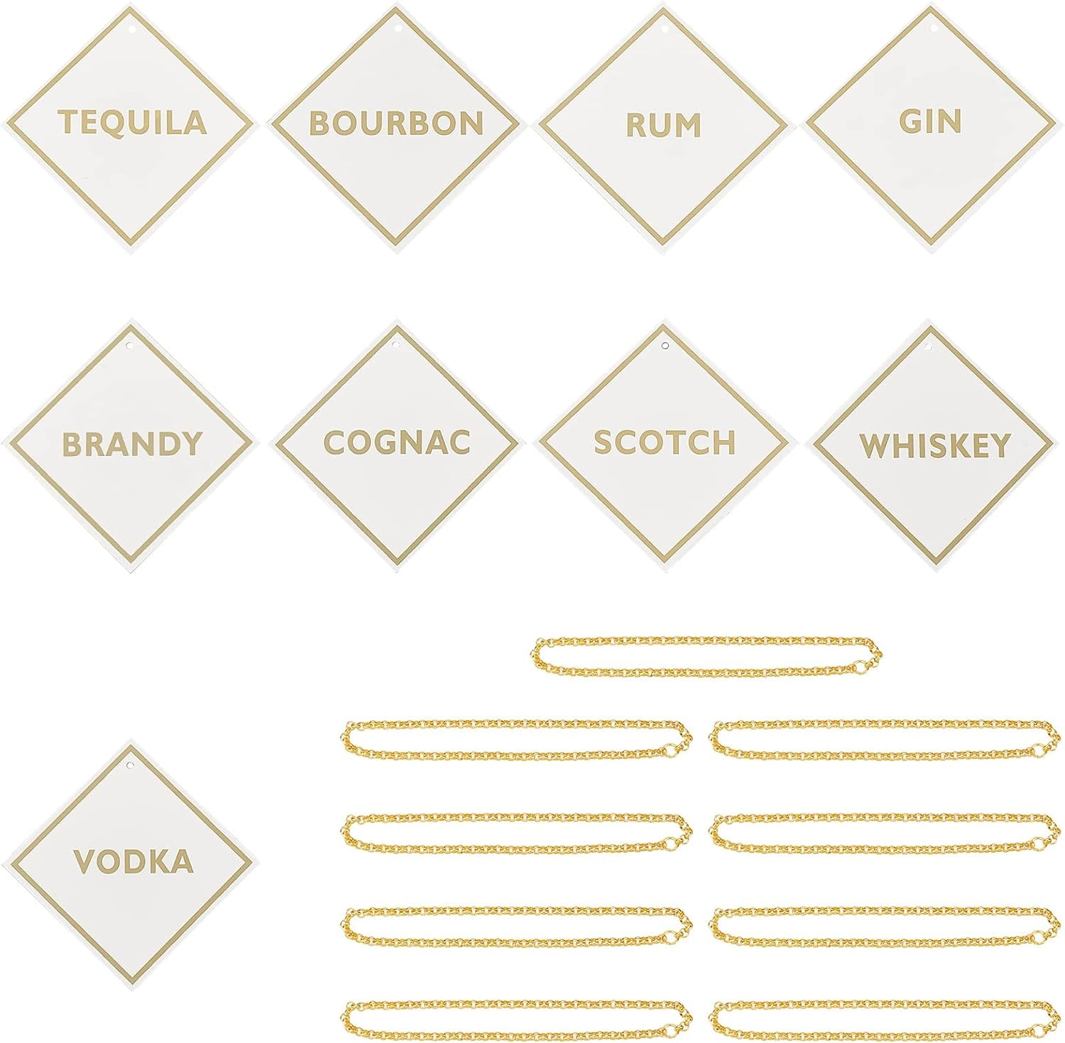 DIY 9 Sets Imitation Leather Decanter Liquor Tags with Stainless Chains ...