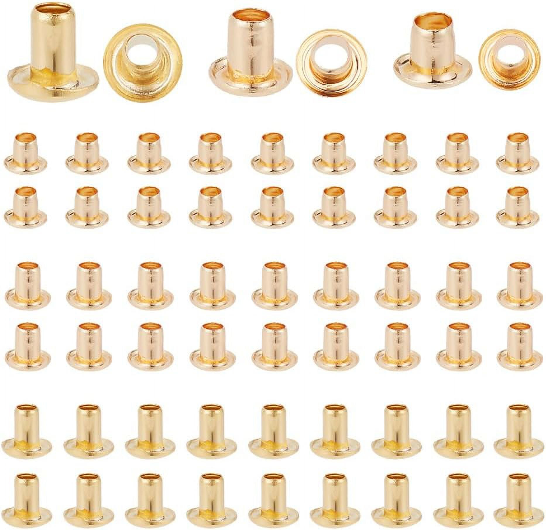 DIY 90 Pcs Brass Eyelets 3 Sizes Golden Single Tube Through-core Eyelet ...