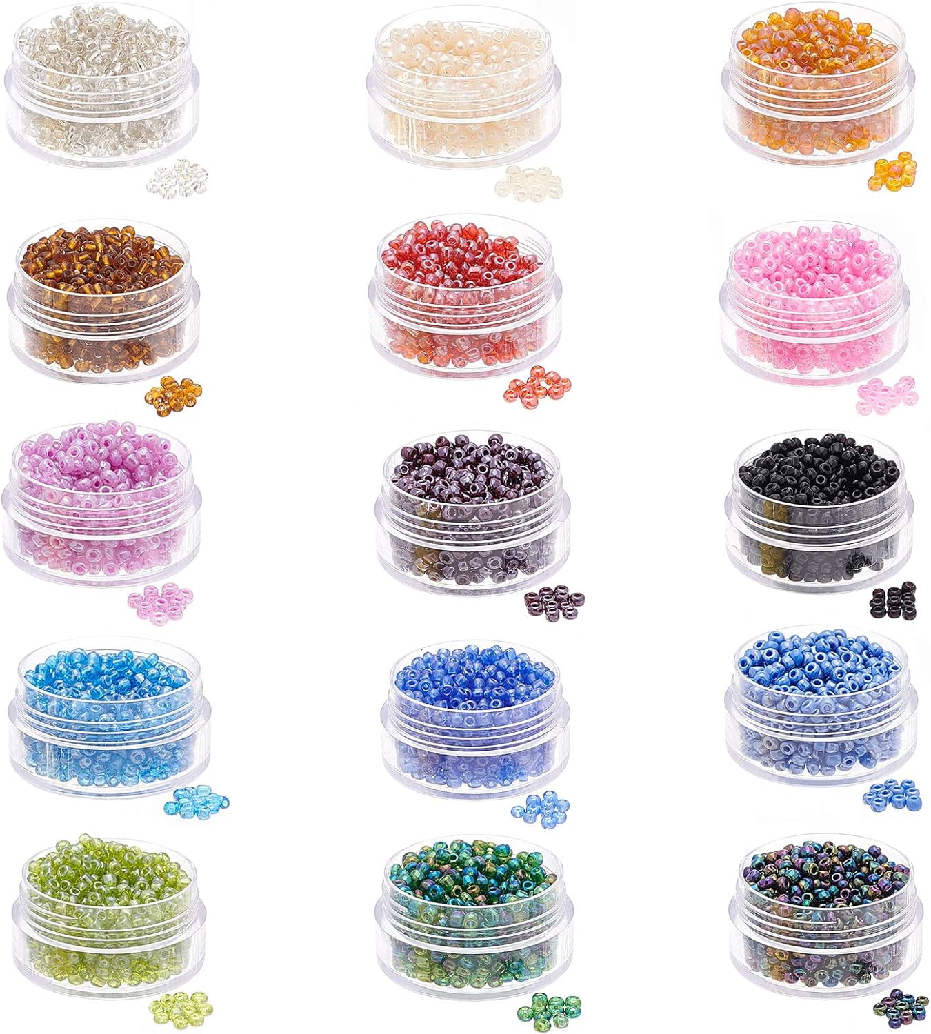 DIY 9000pcs Glass Seed Beads for Jewelry Making 15 Colors 8/0 Seed ...