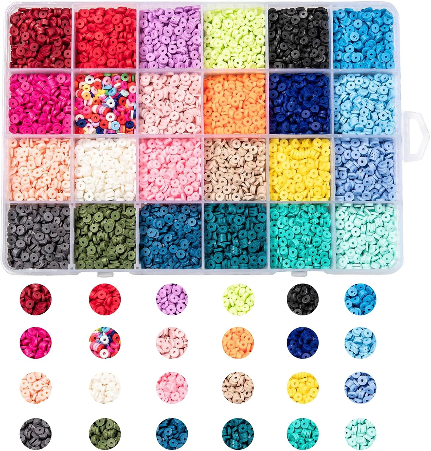 DIY 9120~9600 Pieces 4mm Polymer Clay Beads Kit 24 Colors Eco-Friendly ...