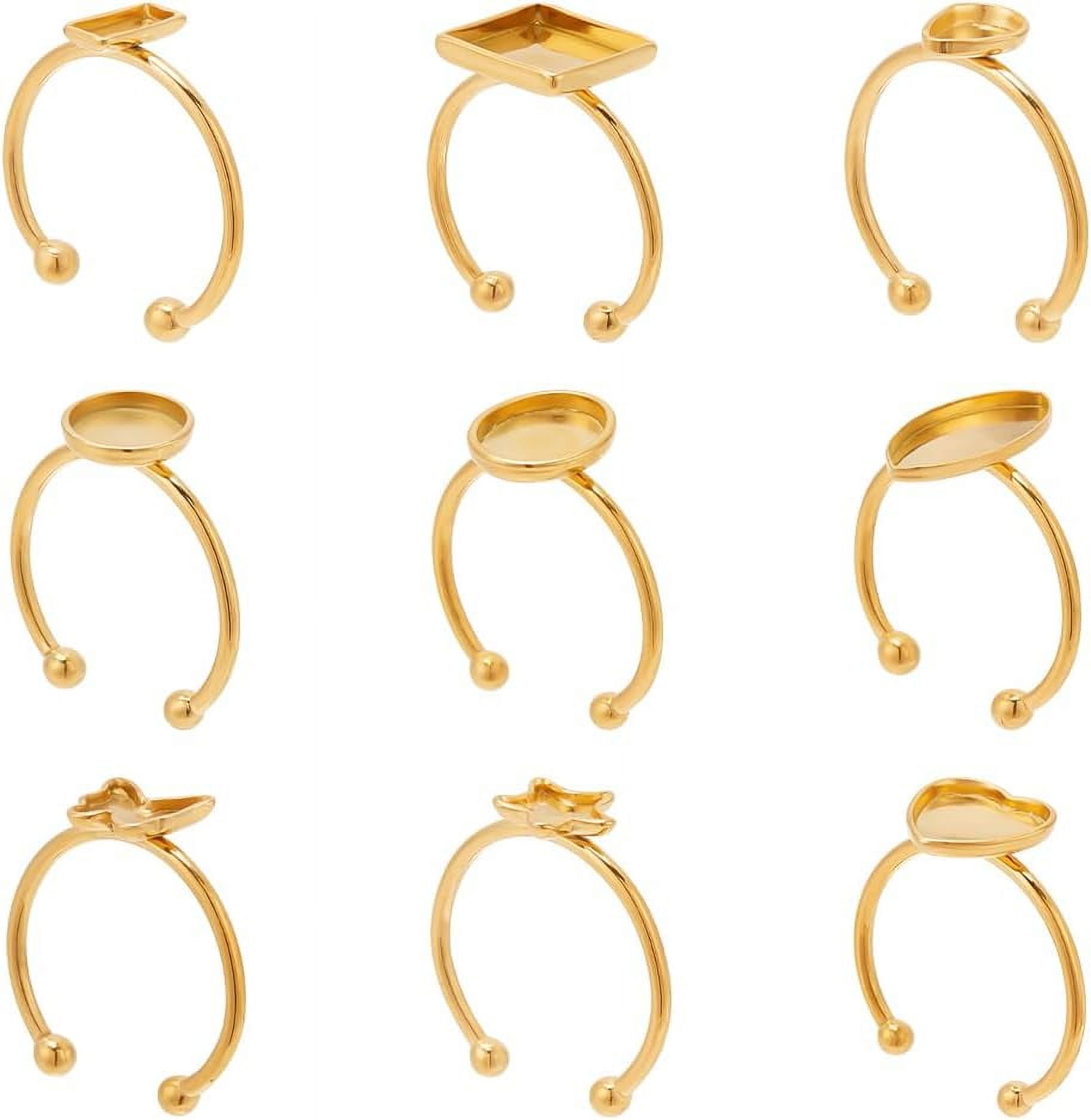 DIY 9pcs Blank Rings Base Tray for Jewelry Making 9 Styles Stainless ...