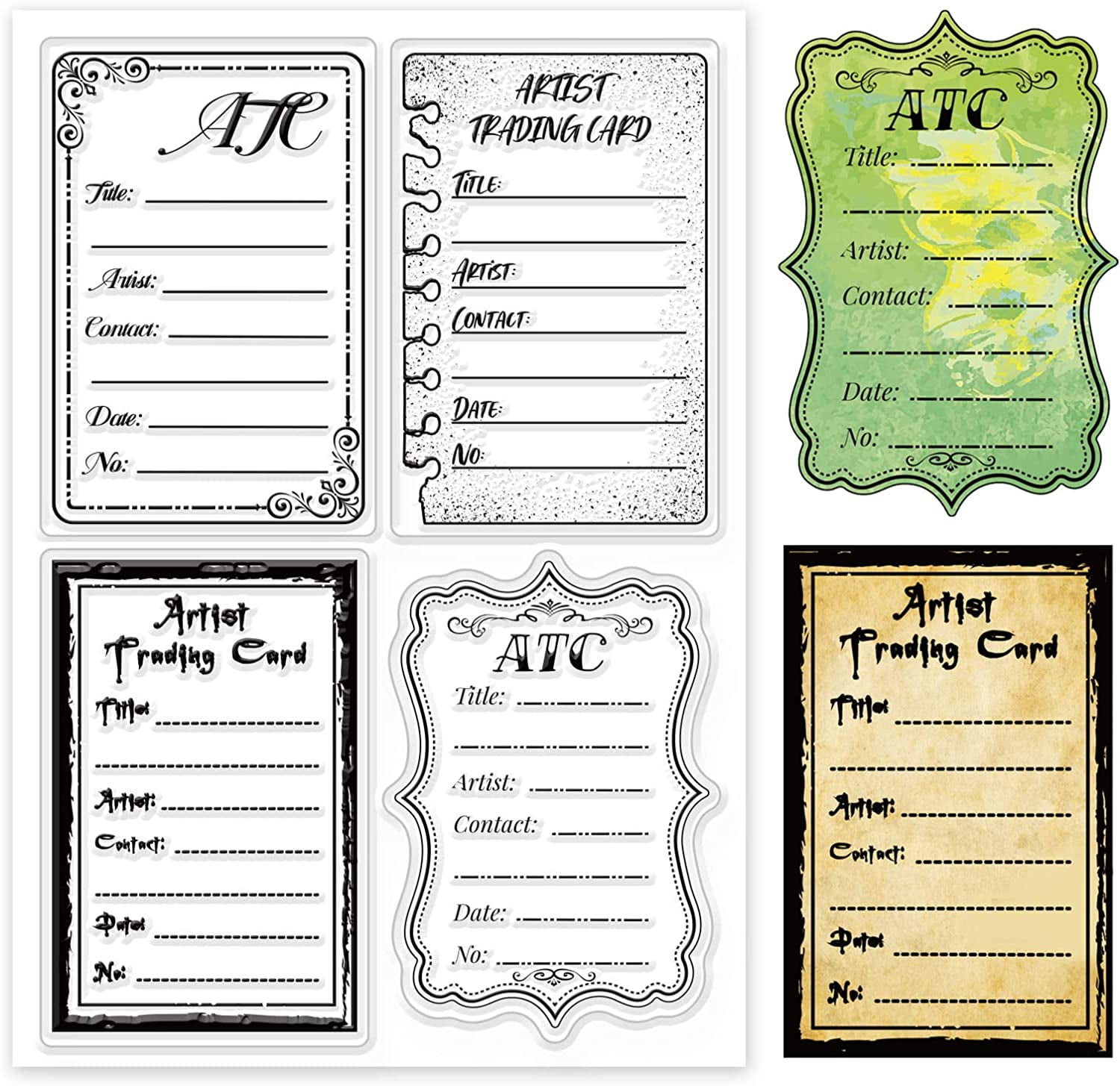 DIY ATC Frames Silicone Clear Stamp Artist Trading Card Transparent ...