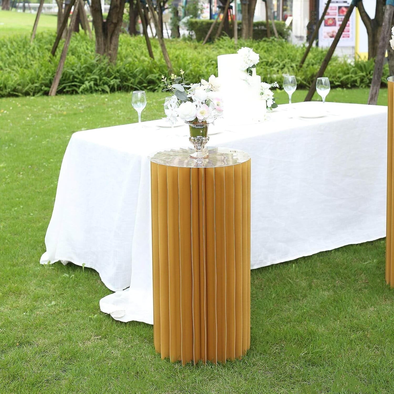 DIY Accordion Cylinder Cardboard Folding Pillar Pedestal Box, Display ...
