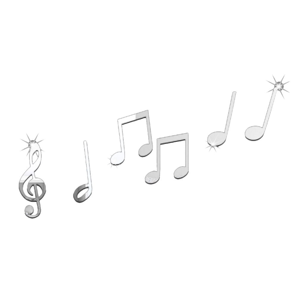 DIY Acrylic Art Sticker Music Note Pattern Mirror Surface Wall Sticker ...