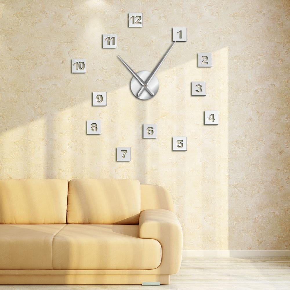 DIY Acrylic Mirror Effect Wall Clock 3D Big Size Wall Clocks Living ...