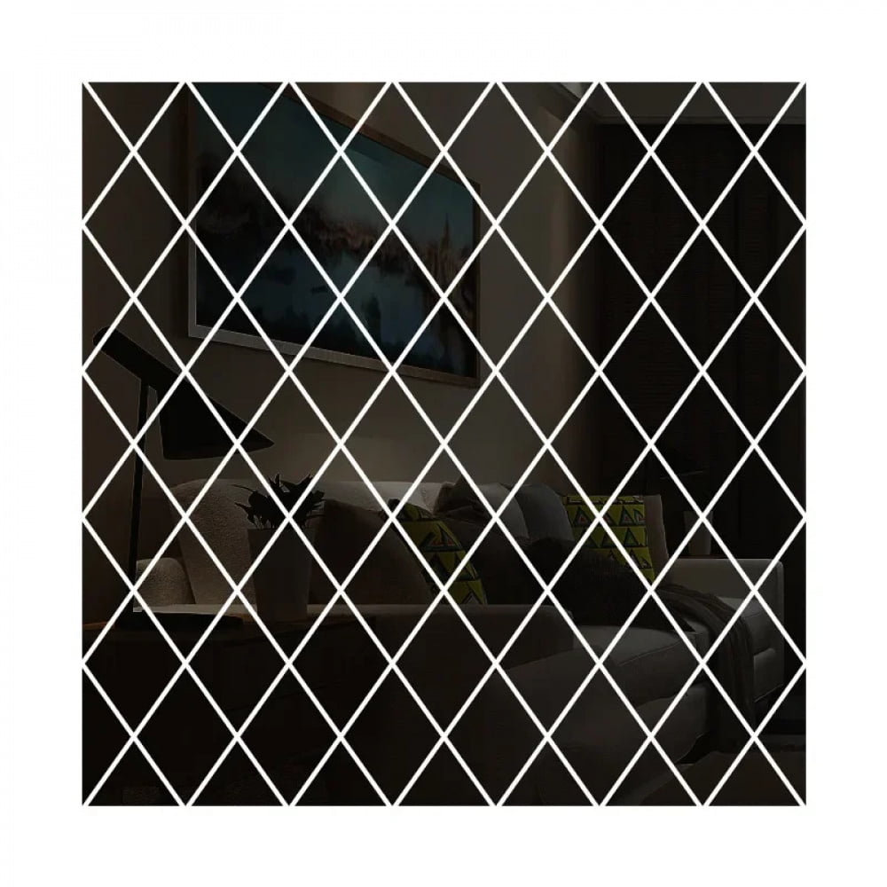 DIY Acrylic Triangles 3D Mirror Stickers Self-adhesive Diamonds Wall ...