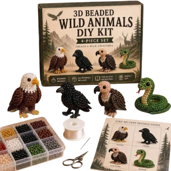 DIY Animal Beading Kit, 3D Animal Bead Craft Set with Beads ...