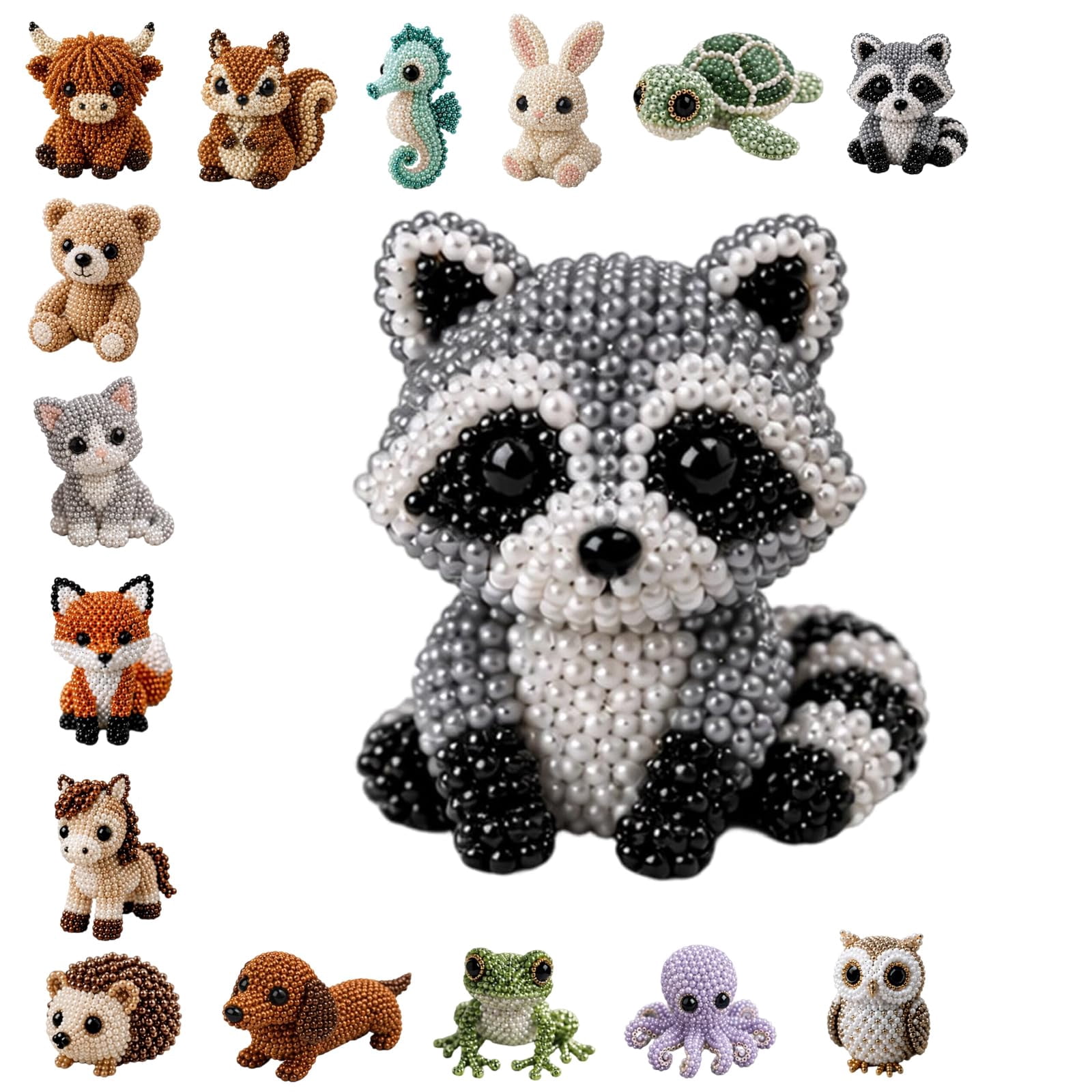 DIY Animal Beading Kit, Cute 3D Animal Bead Craft Set with Colorful ...