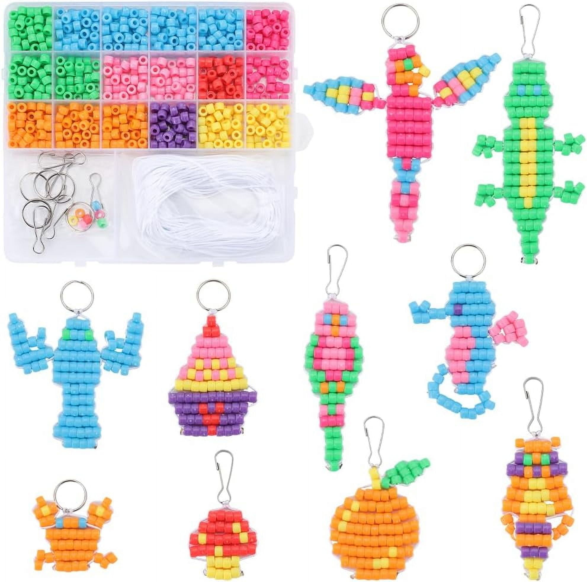 DIY Animal Keychain Making Kit Including Plastic Beads Iron Keychain ...