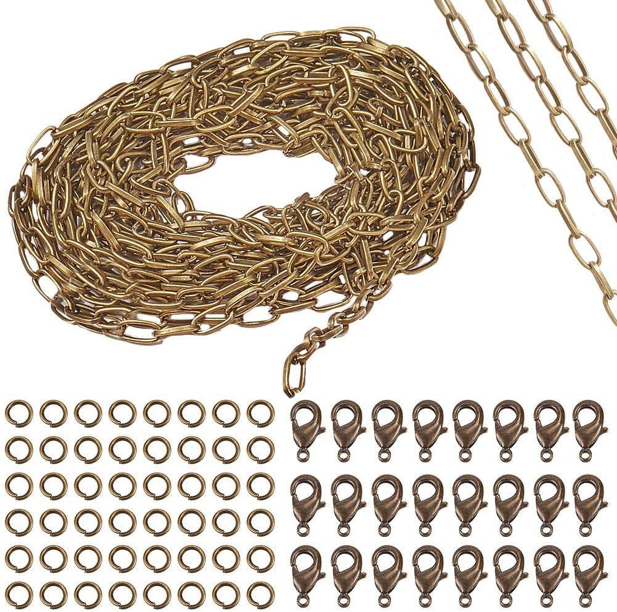 DIY Antique Bronze Curb Cable Chain Link Necklace Long 10mm with 20 ...