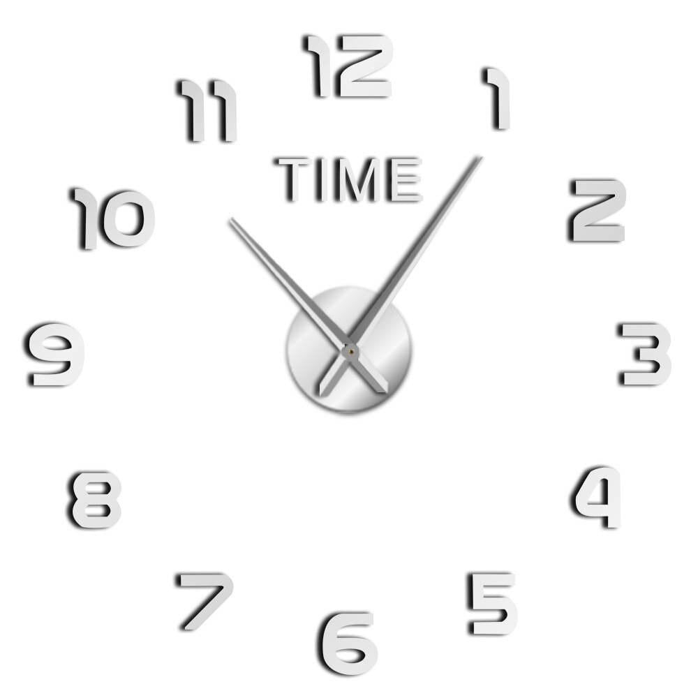 DIY Arabia Numerals Wall Clock 3D Mirror Surface Clock Watch Quiet ...