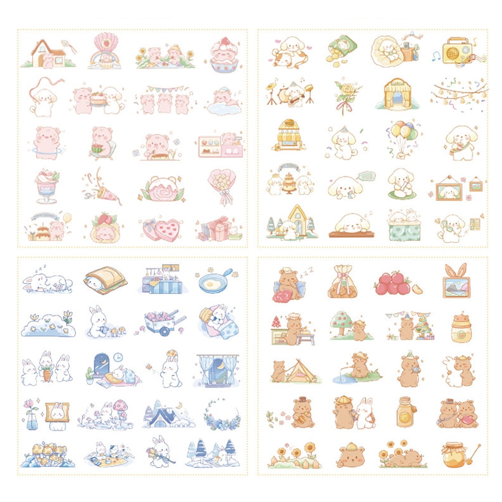 DIY Art Crafts Stickers - 4Pack Aesthetic Sticker Pack for Journal ...