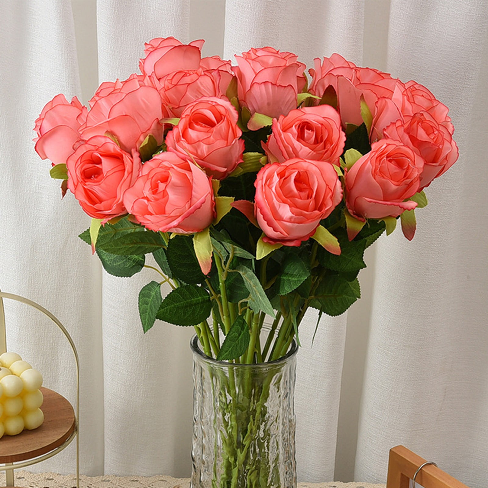 DIY Artificial Rose Set – 12-Pack Silk Flowers with Stems and Leaves ...