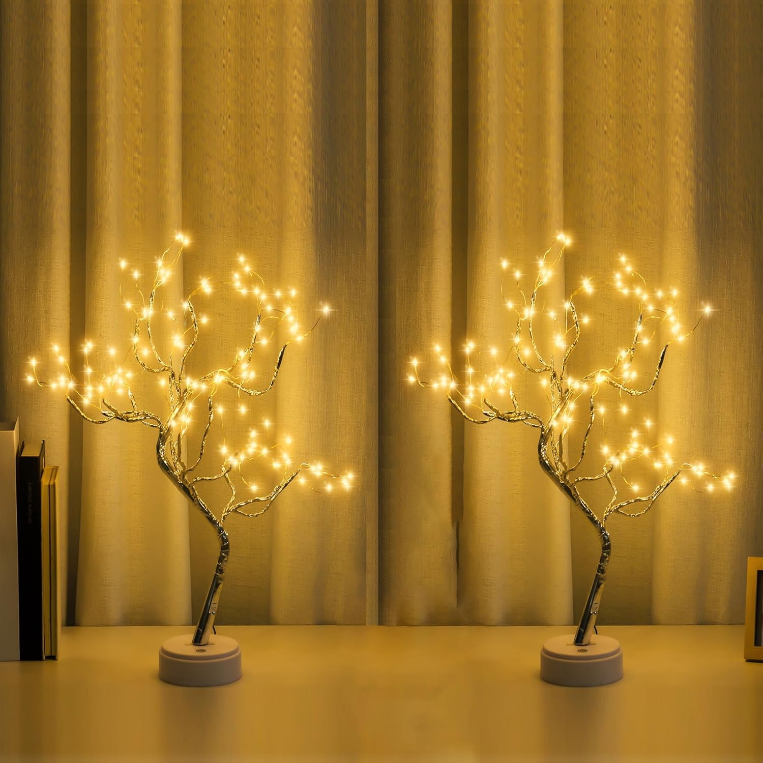 DIY Artificial Tree Lamp 20" 108 LED Tabletop Bonsai Operated Tree ...