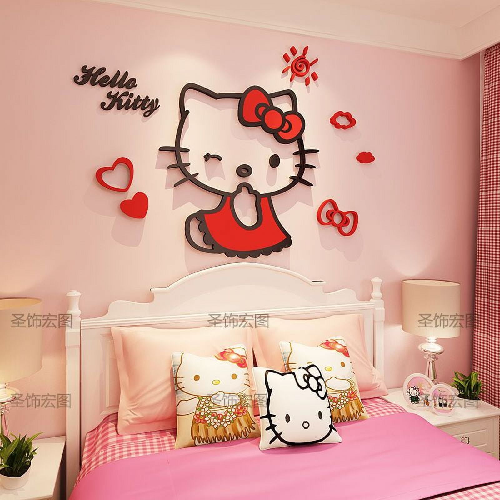 DIY Assemble Cartoon Sanrio Hallo Kitty Wall Sticker Acrylic Crystal 3D ...