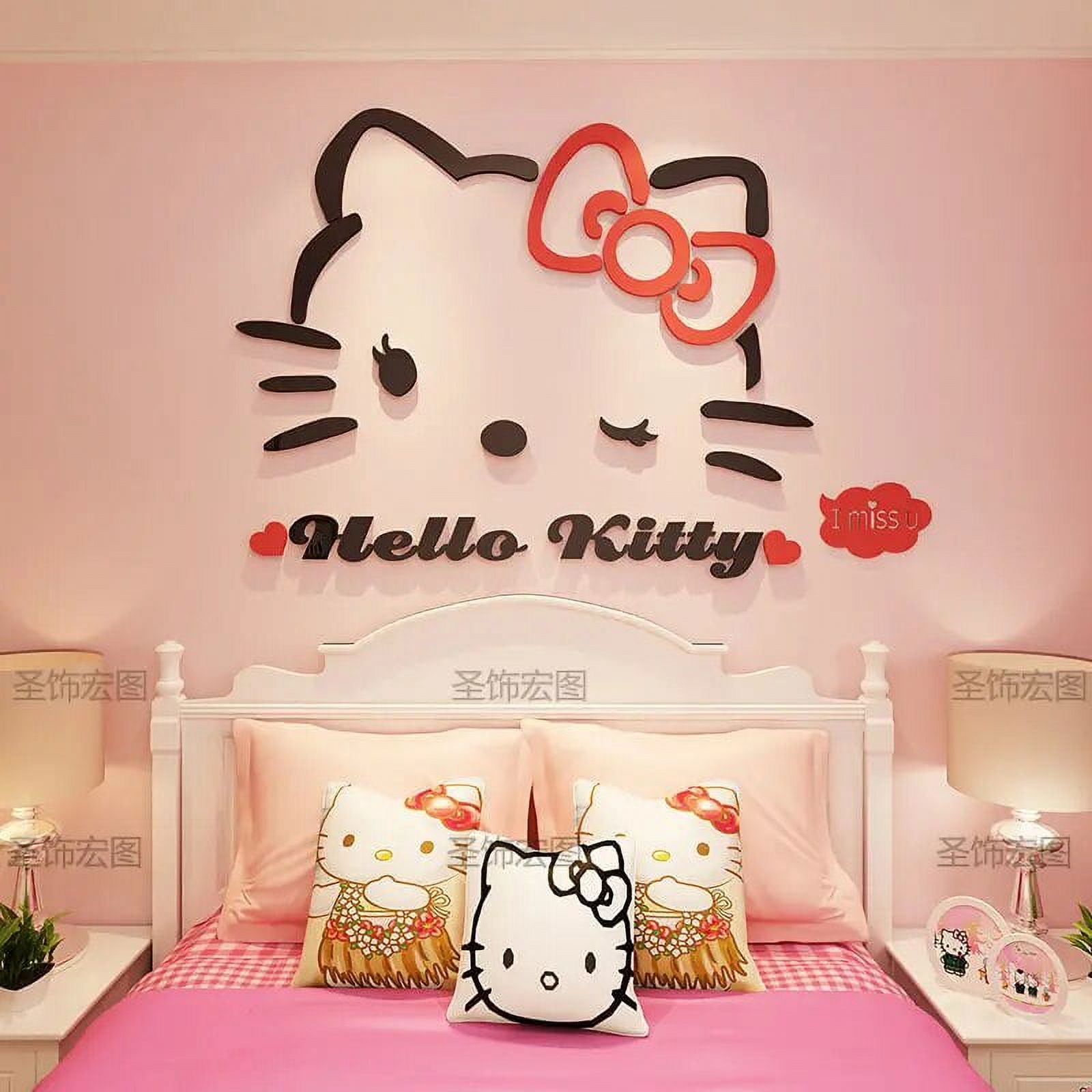DIY Assemble Cartoon Sanrio Hallo Kitty Wall Sticker Acrylic Crystal 3D ...