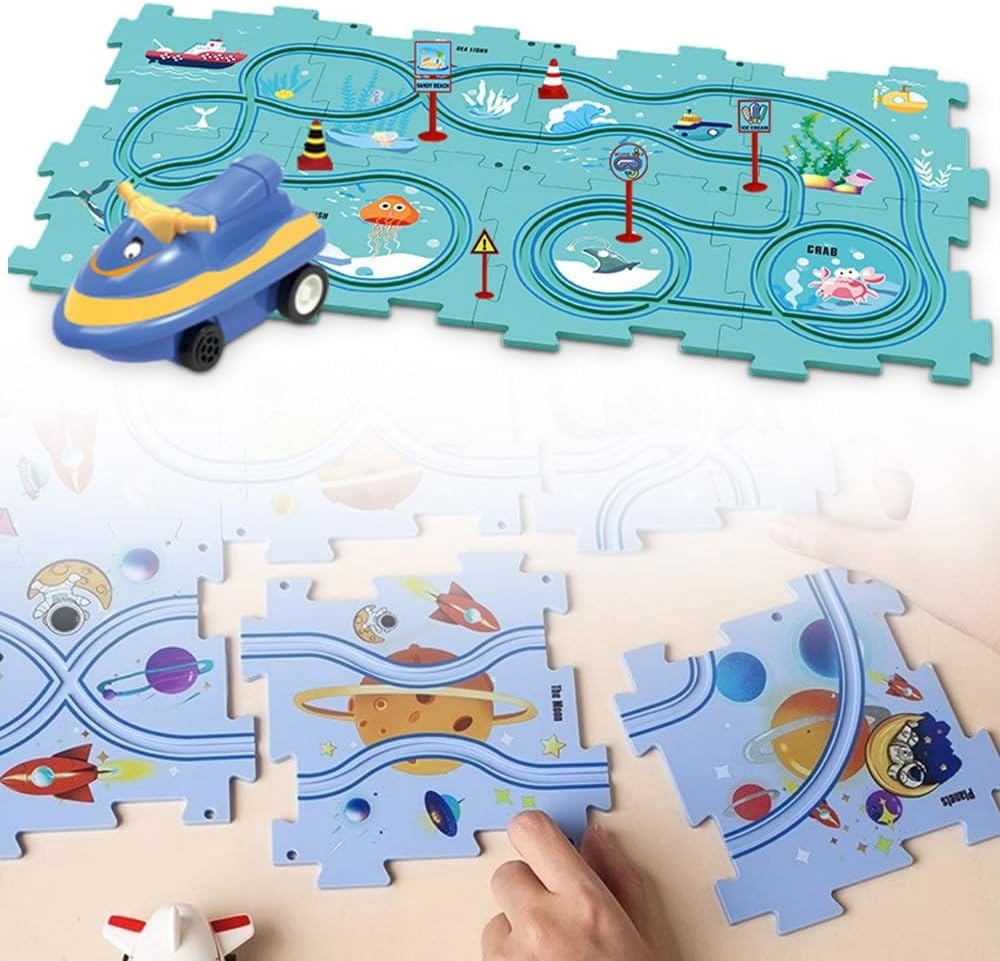DIY Assembling Electric Trolley Children s Educational Puzzle Track Car ...