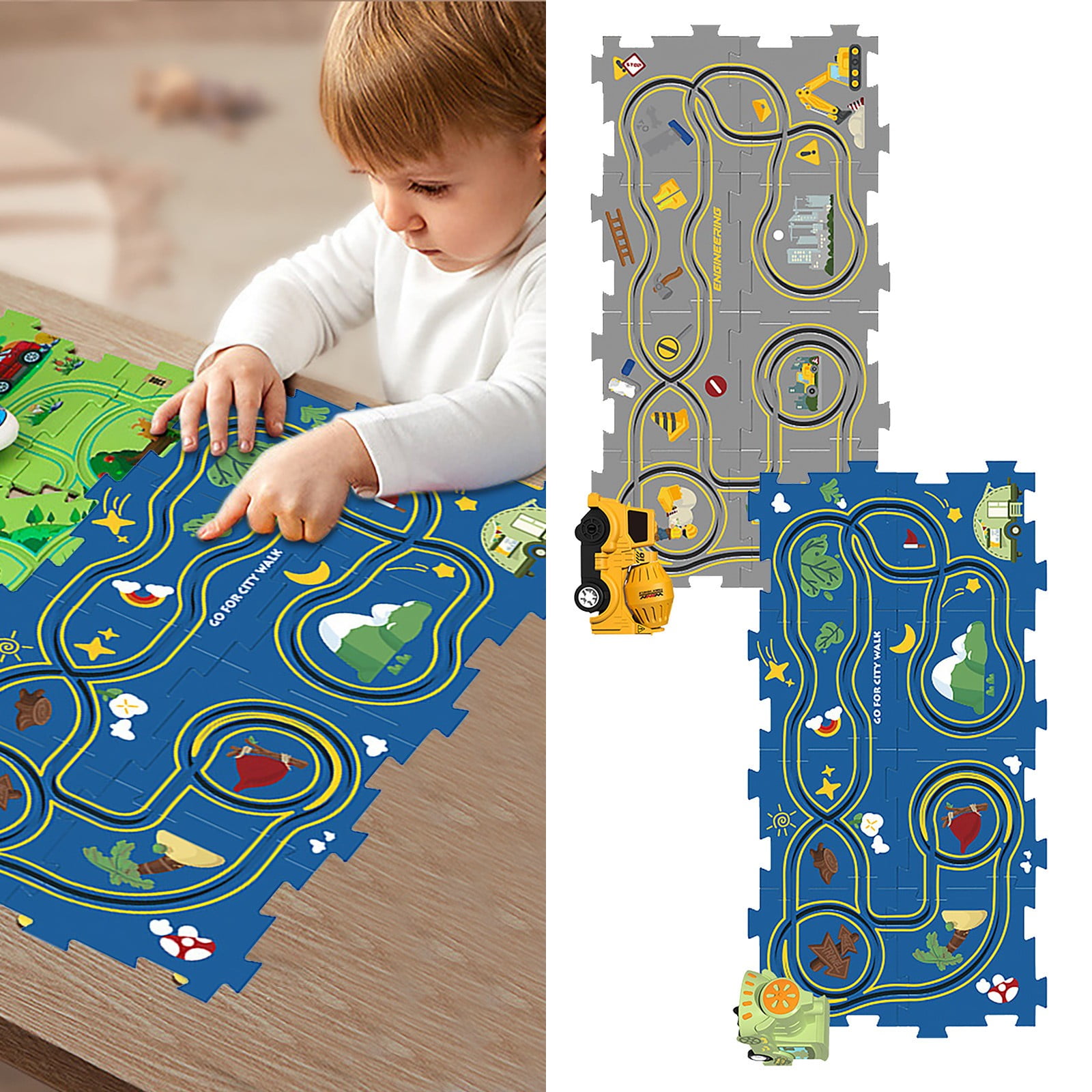 DIY Assembling Electric Trolley Puzzle Car Track Set With Vehicles Car ...