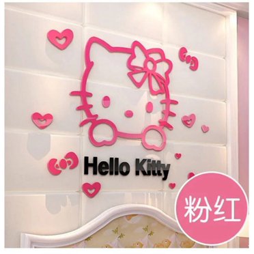 DIY Assemble Cartoon Sanrio Hallo Kitty Wall Sticker Acrylic Crystal 3D ...