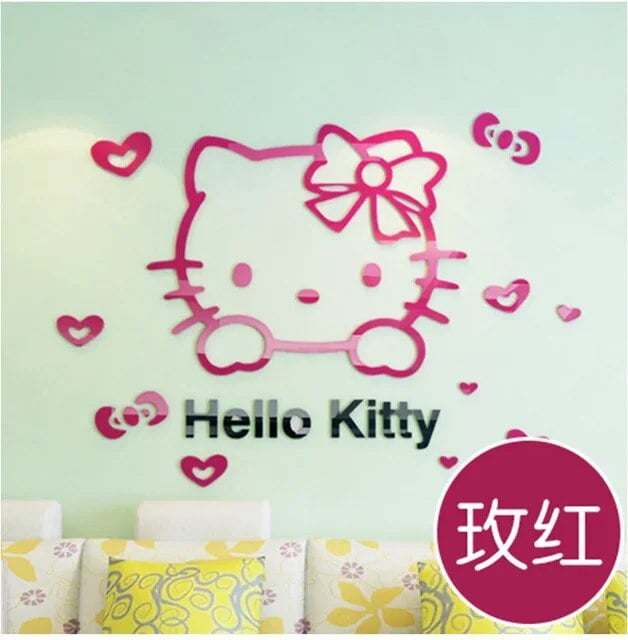 DIY Assembly Cartoon Sanrio Hello Kitty Room Decor Wall Sticker Acrylic ...