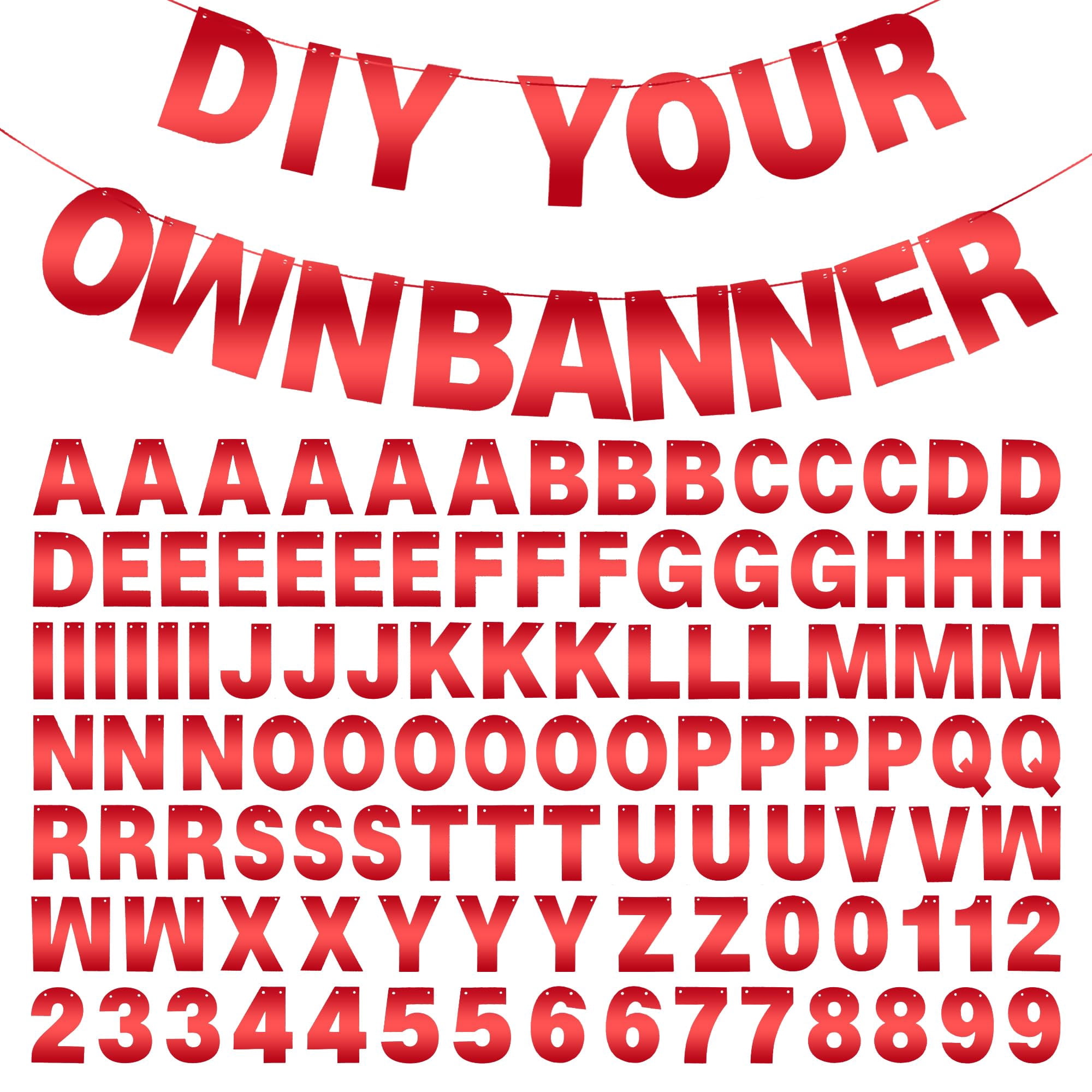 DIY Banner Kit with Letters Bright NSD3 Red Customizable Birthday ...