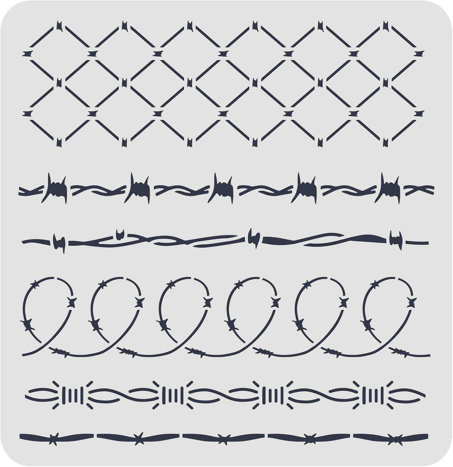 DIY Barbed Wire DIY Stencils Wall Painting Stencil 11.8x11.8inch 6 ...