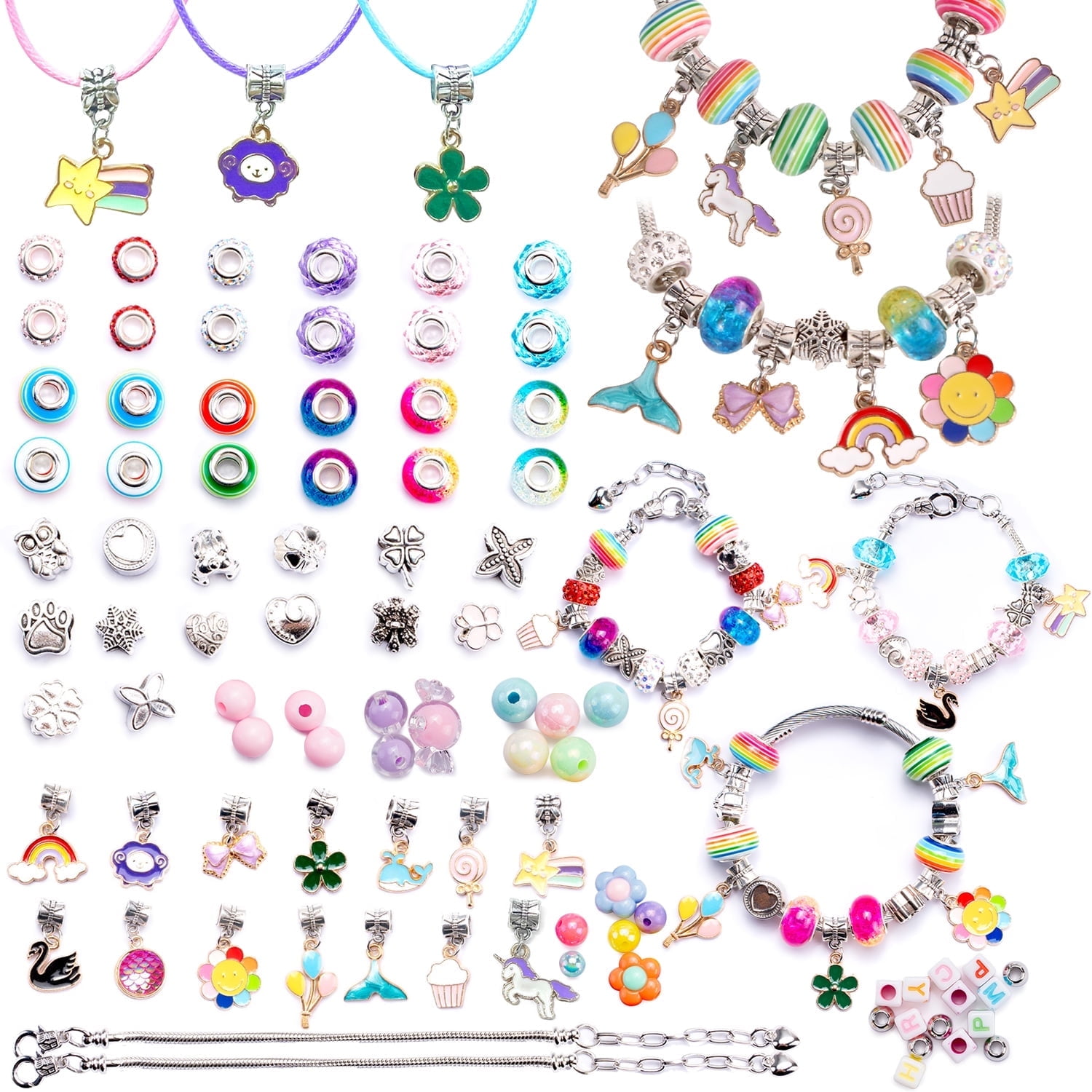 Niteris Charm Bracelet Making Kit, 198 Pcs DIY Jewelry Beads Kit for ...