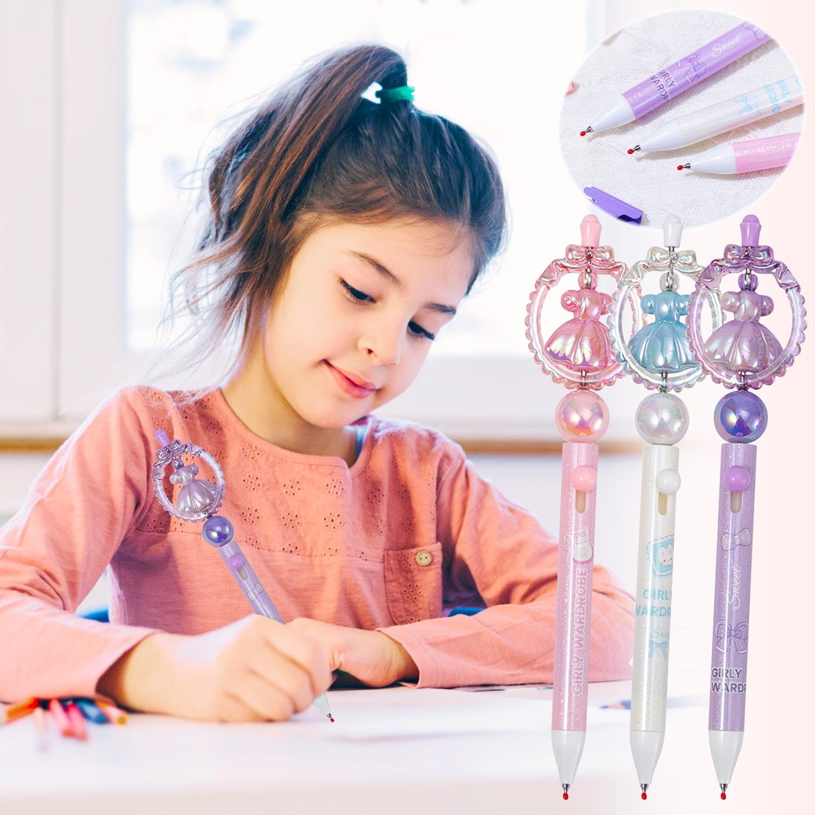 DIY Bead Pen | 0.5MM Black Gel Ink | Customizable Bead Body | Cute Animal & Cartoon Designs ...