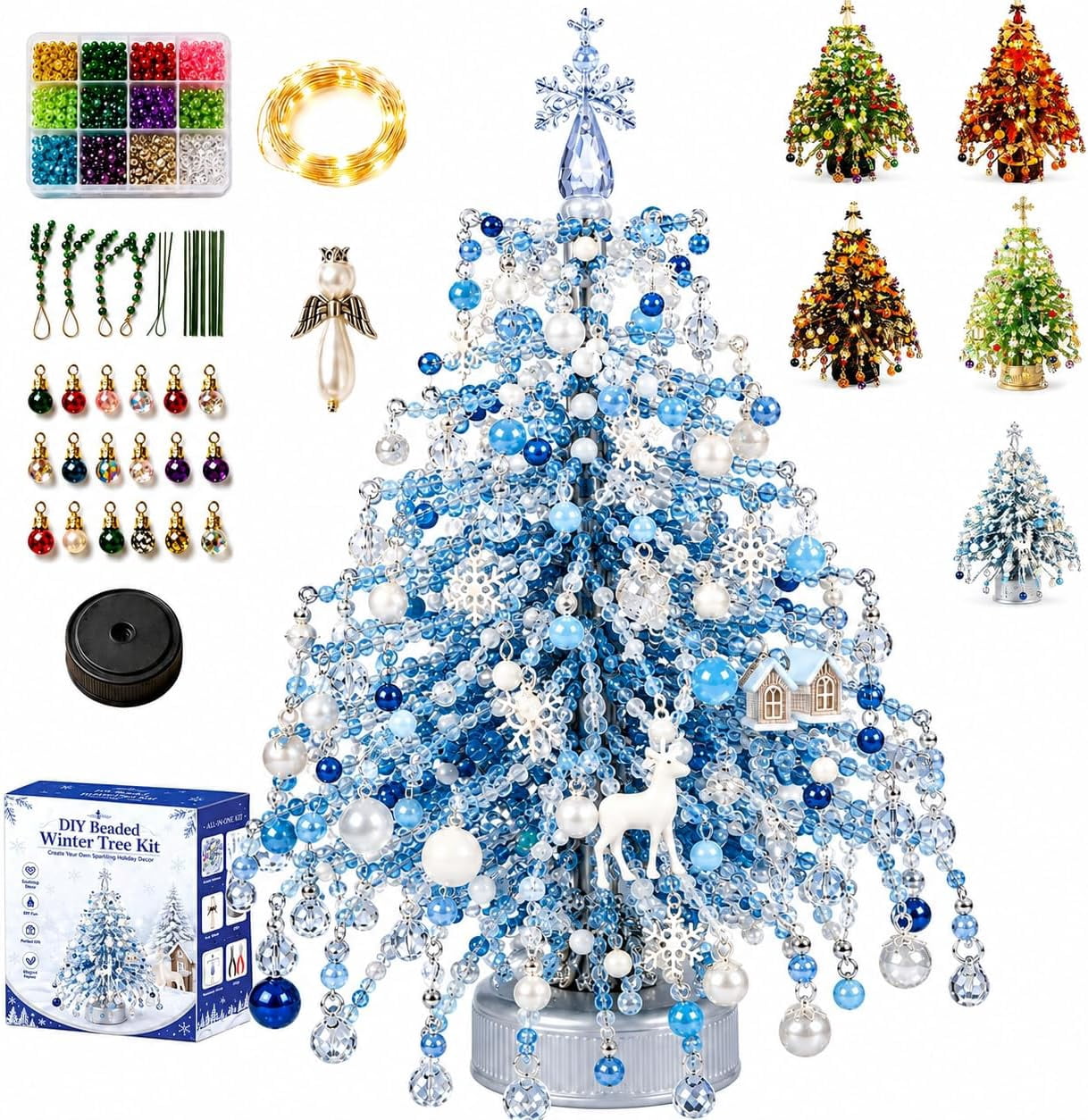 DIY Beaded Christmas Tree Kit - Crystal Holiday Craft Set for Adults ...