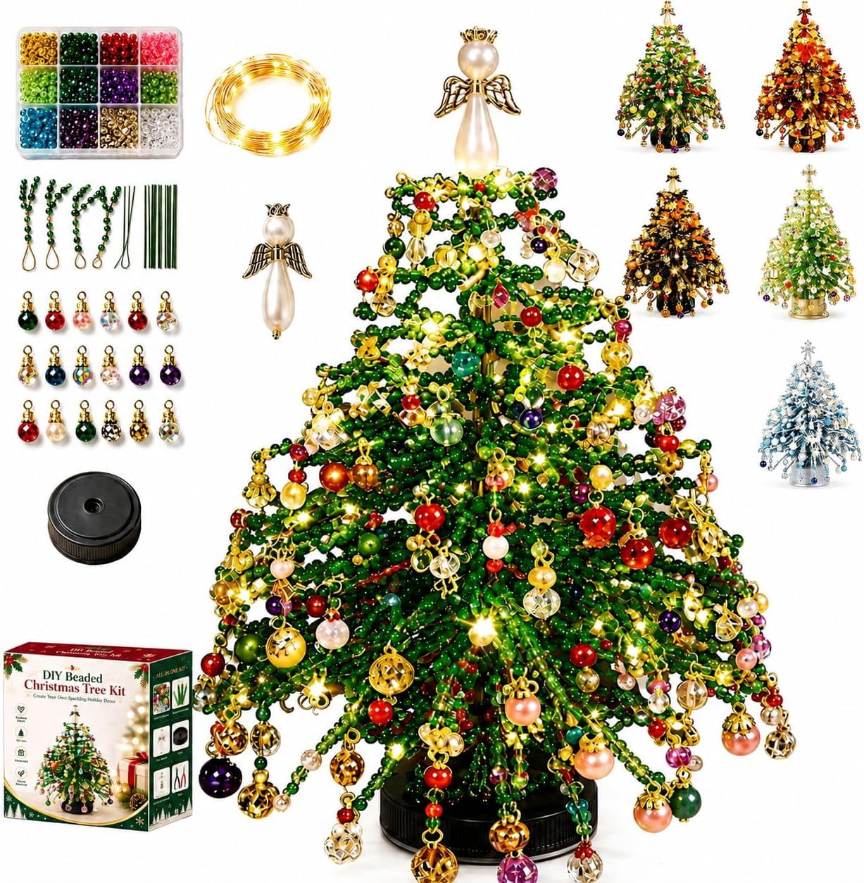 DIY Beaded Christmas Tree Kit - Crystal Holiday Craft Set for Adults ...