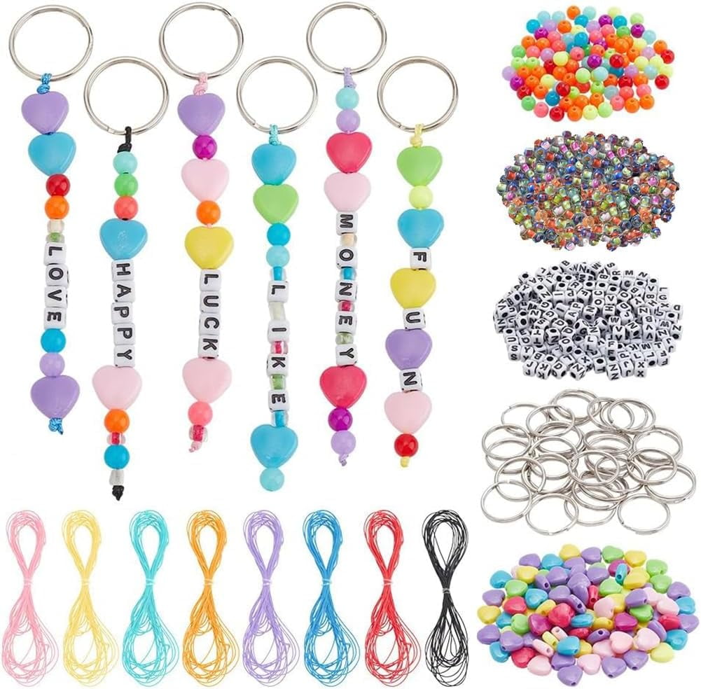 DIY Beaded Keychain Making Kit Including Heart & Letter Acrylic & Seed ...