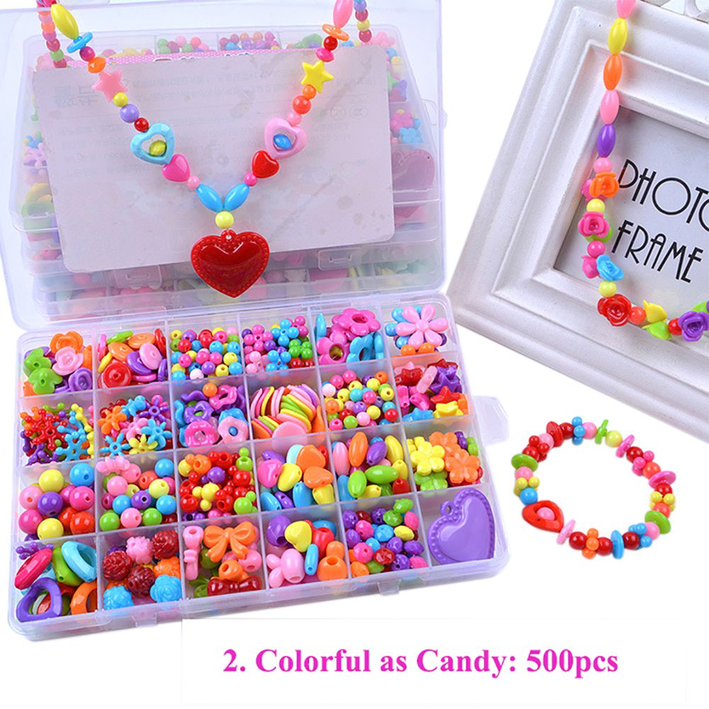 DIY Beads Set, 24 Different Types and Shapes Colorful Acrylic Beads in ...