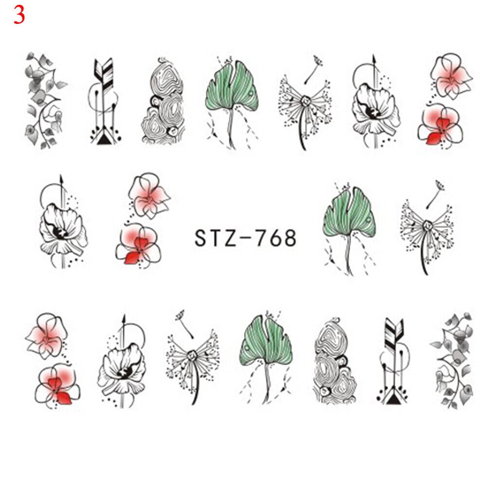 DIY Beautiful Flower Nail Art Stickers Water Transfer Decals Manicure ...