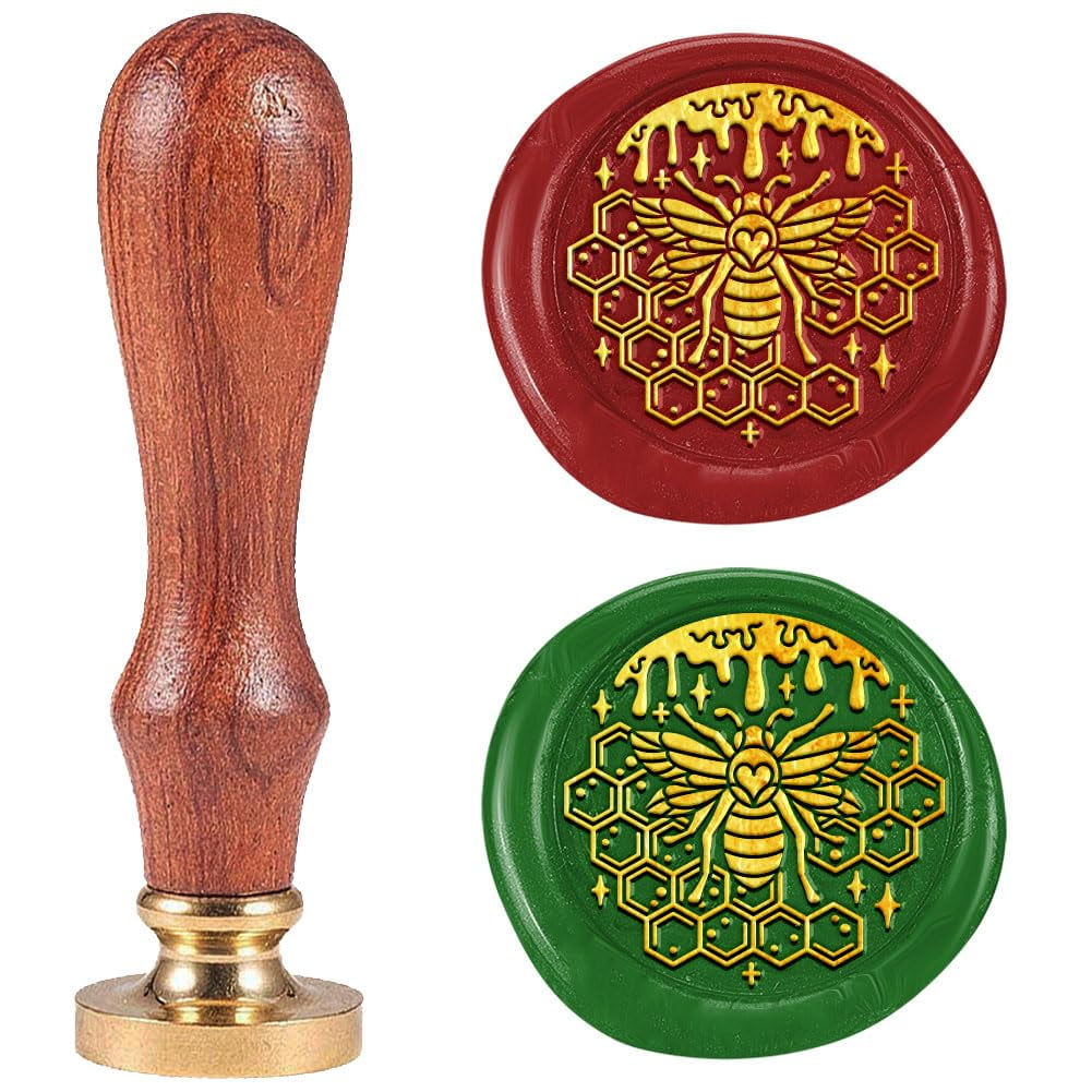 DIY Bees Honeycomb Wax Seal Stamp 1" Detachable Brass Head Wooden ...