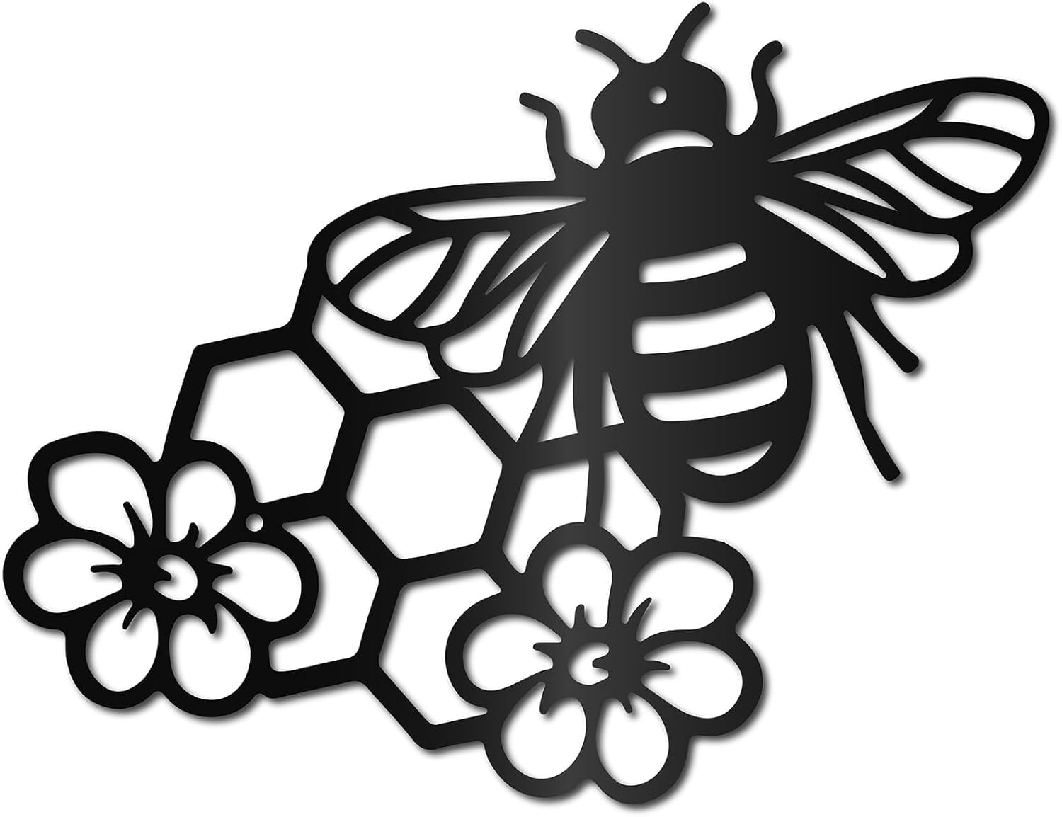 DIY Bees Metal Wall Art Decor Black Honey Wall Hanging Ornament Iron ...