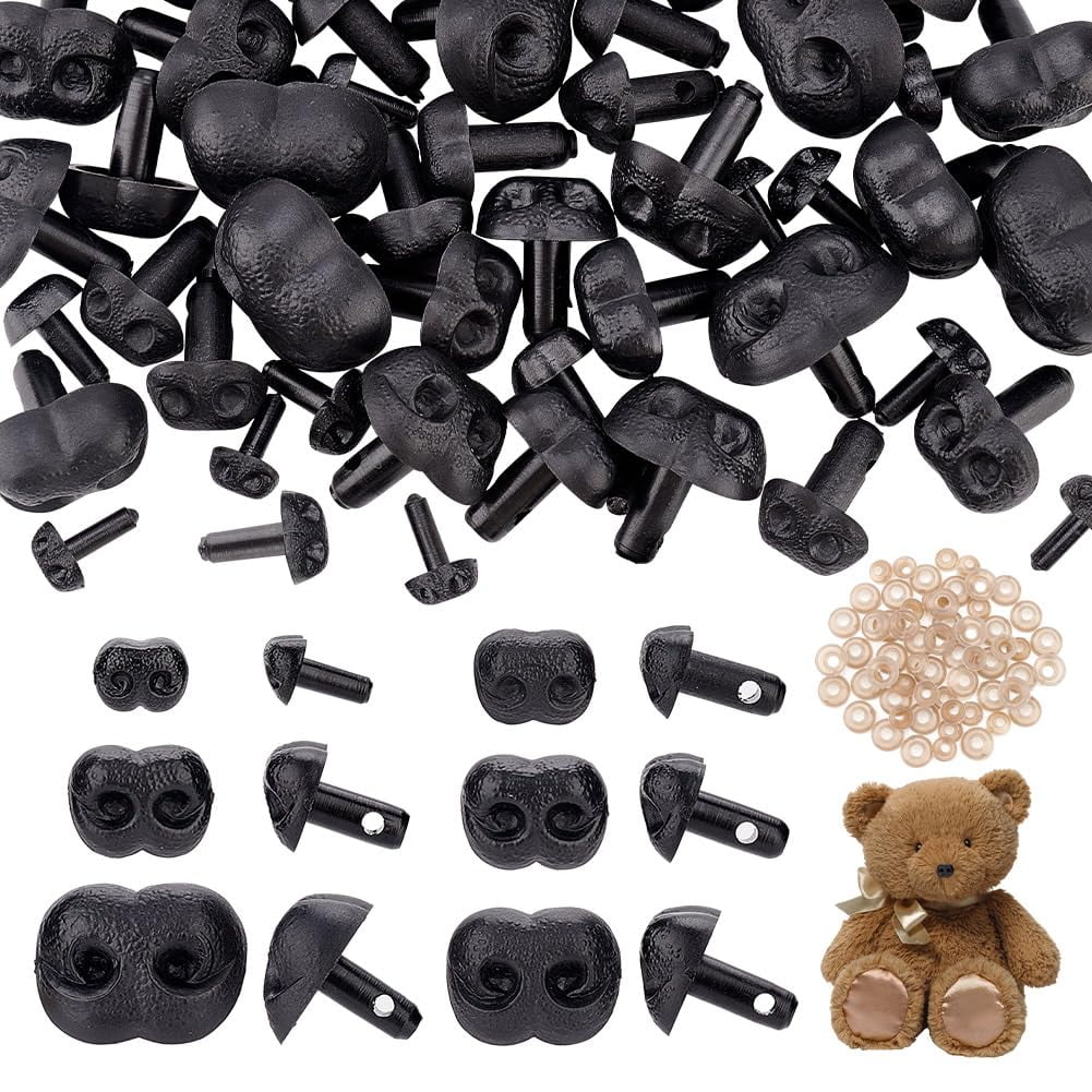 DIY Black Plastic Noses 60 Pcs 6 Sizes Plastic Safety Noses Craft Nose ...