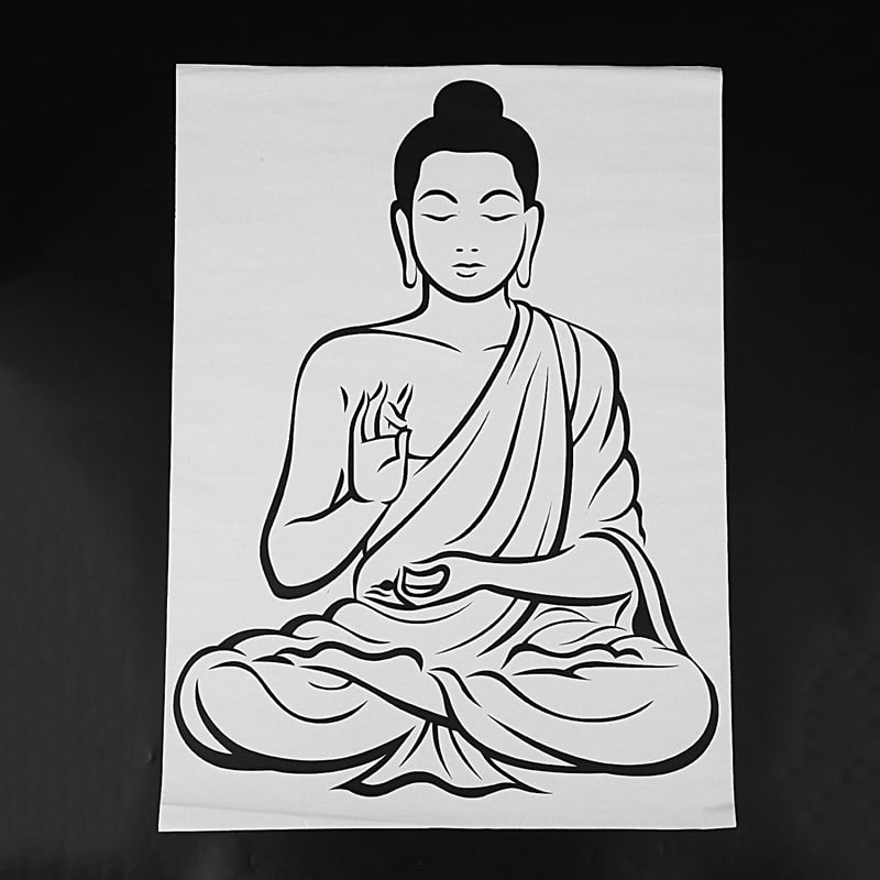 DIY Black Wall Sticker Meditating Buddha Decal Removable Art Mural Home ...